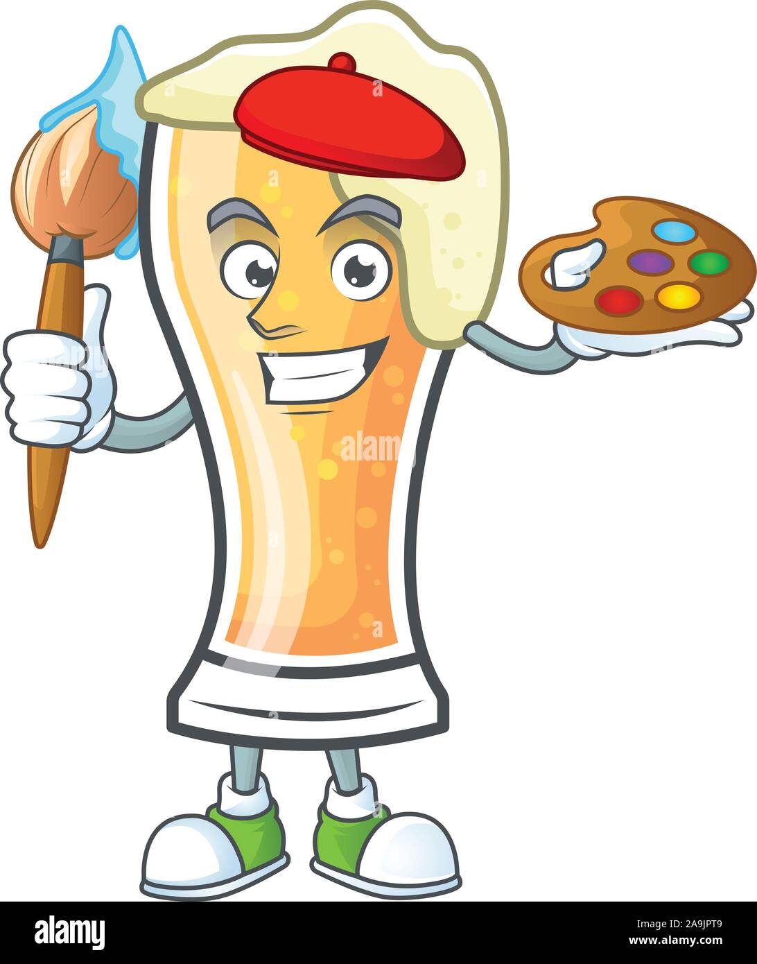 Cartoon beer glass with the painter character Stock Vector Image & Art ...