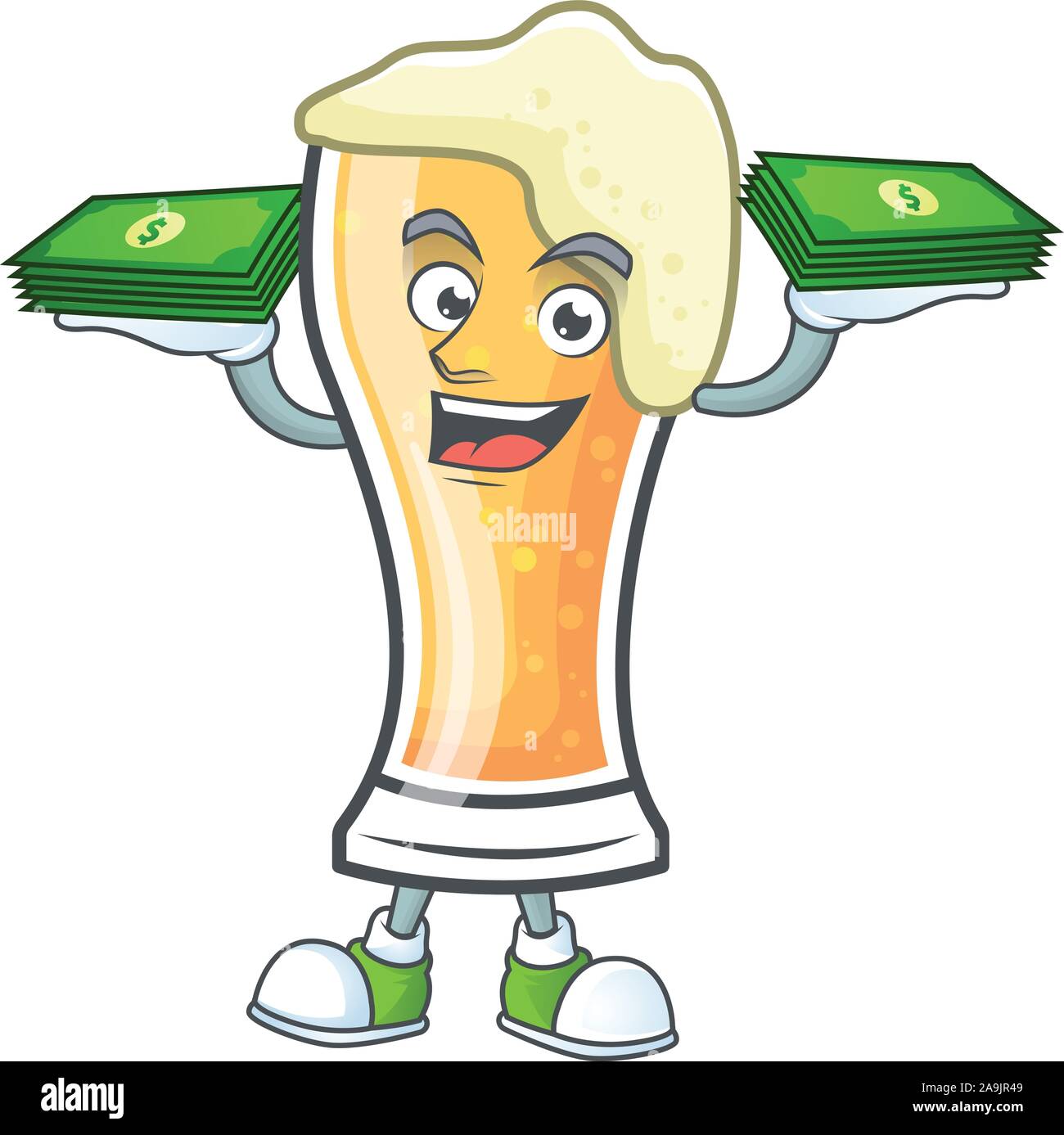 Cute beer glass with the holding money mascot Stock Vector Image & Art ...