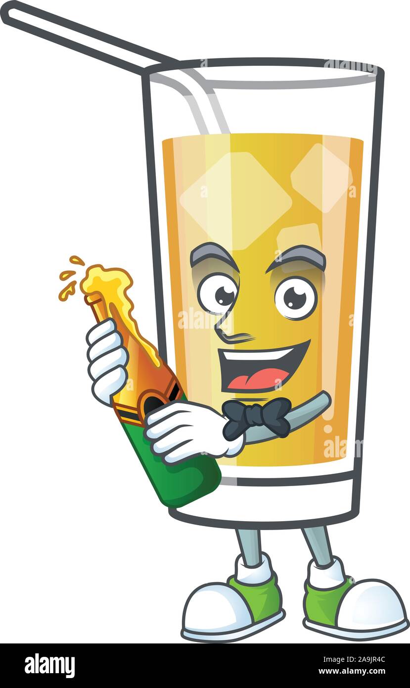 Apple cider cartoon with mascot character bring beer Stock Vector Image ...