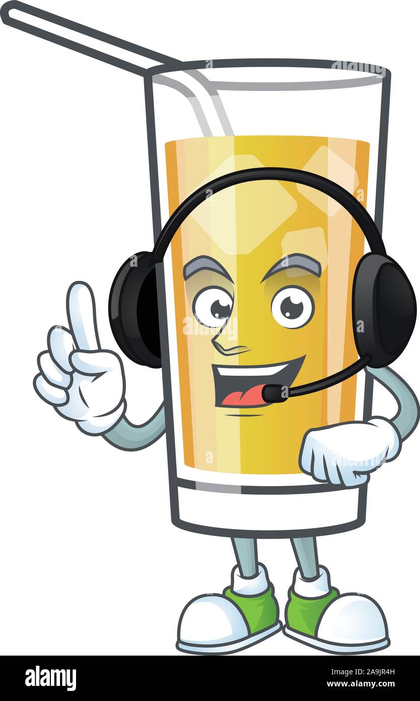 Apple cider cartoon with mascot character with headphone Stock Vector ...