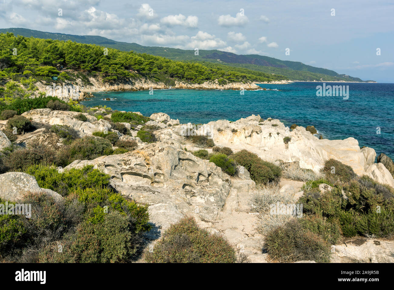 Summer view of Orange Beach Kavourotripes at Sithonia peninsula ...