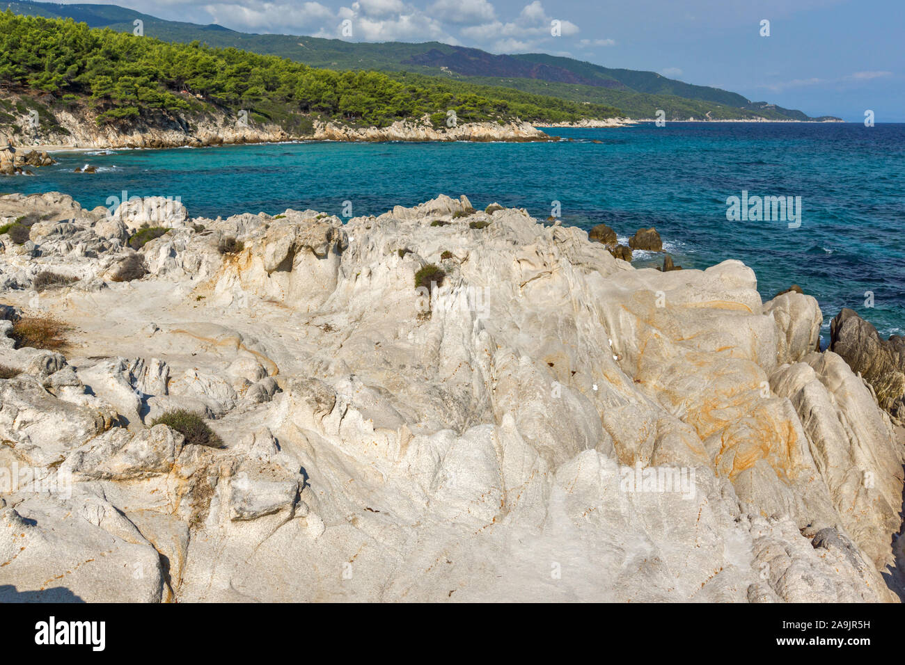 Summer view of Orange Beach Kavourotripes at Sithonia peninsula ...