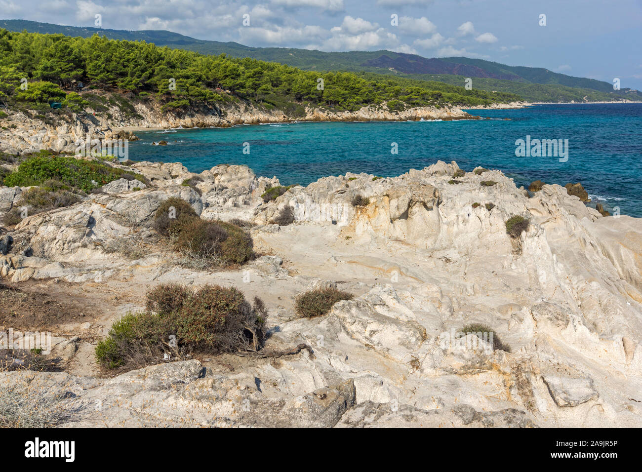 Summer view of Orange Beach Kavourotripes at Sithonia peninsula ...
