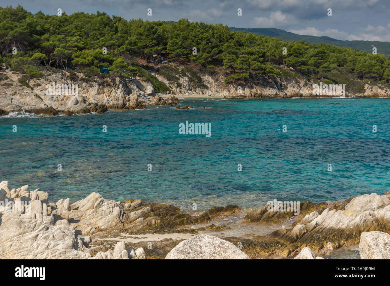Summer view of Orange Beach Kavourotripes at Sithonia peninsula ...