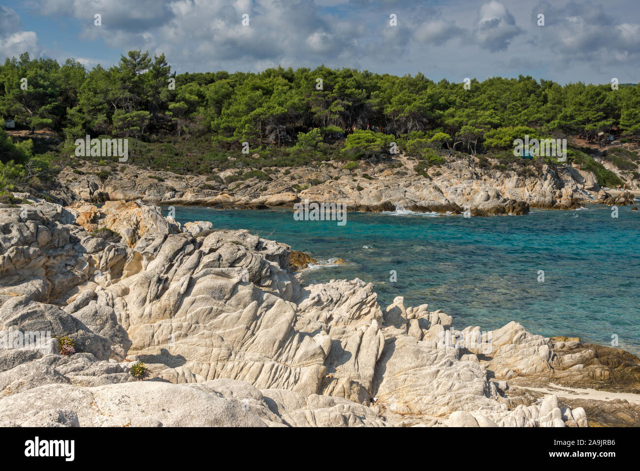 Summer view of Orange Beach Kavourotripes at Sithonia peninsula ...