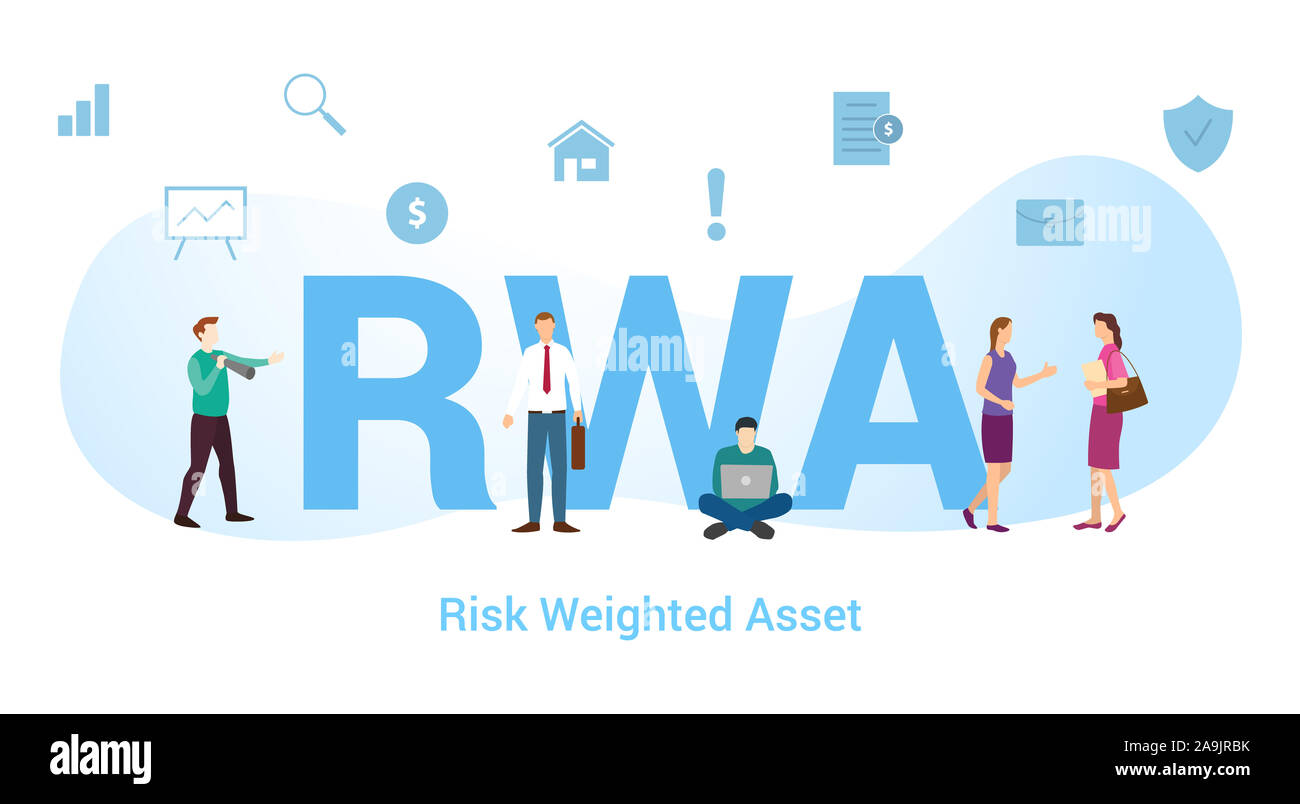rwa risk weighted asset concept with big word or text and team people ...