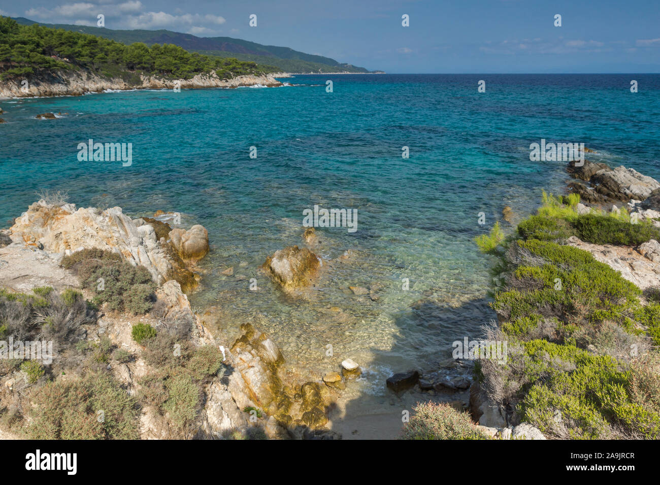 Summer view of Orange Beach Kavourotripes at Sithonia peninsula ...
