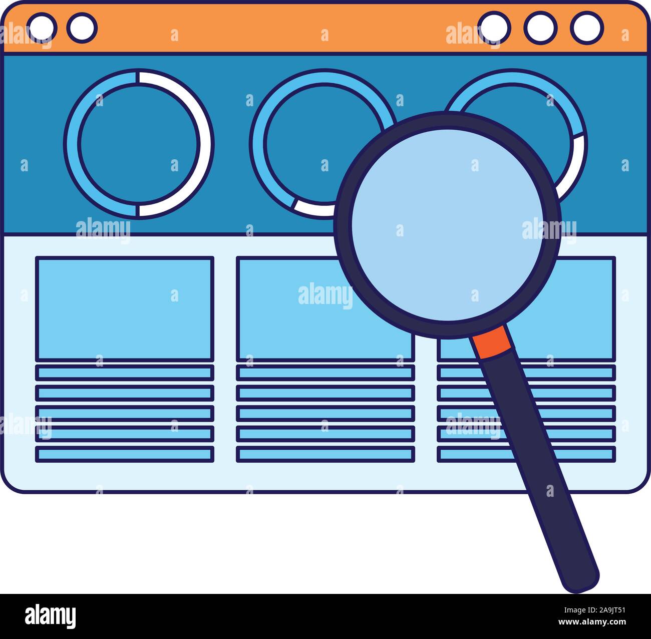 web windows interface and magnifying glass Stock Vector Image & Art - Alamy