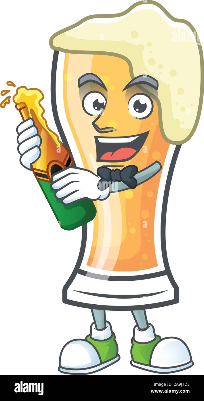 Fresh beer glass with cartoon character bring beer Stock Vector Image ...
