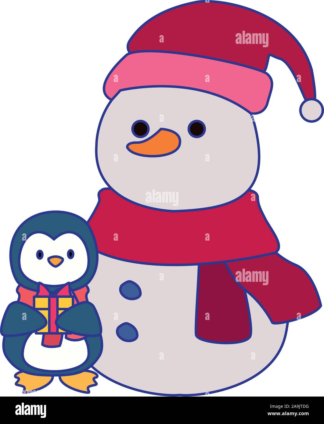 Penguin hat scarf celebration Stock Vector Images - Alamy