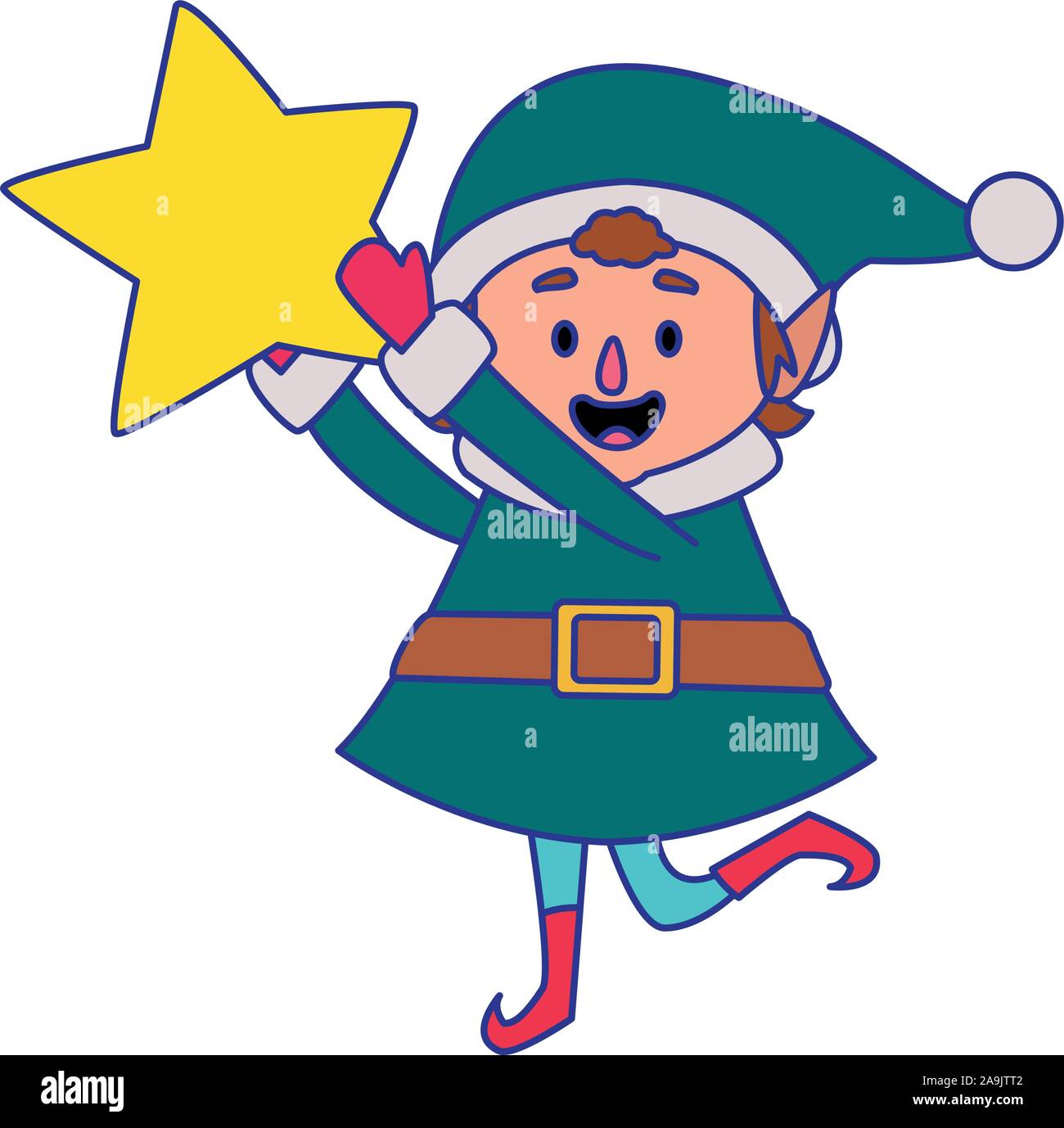 cartoon christmas elf holding a star Stock Vector Image & Art - Alamy
