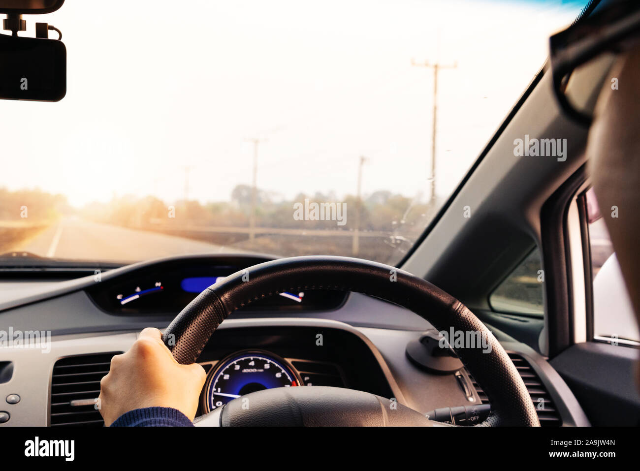 Safe drive, speed control and security distance on the road driving ...