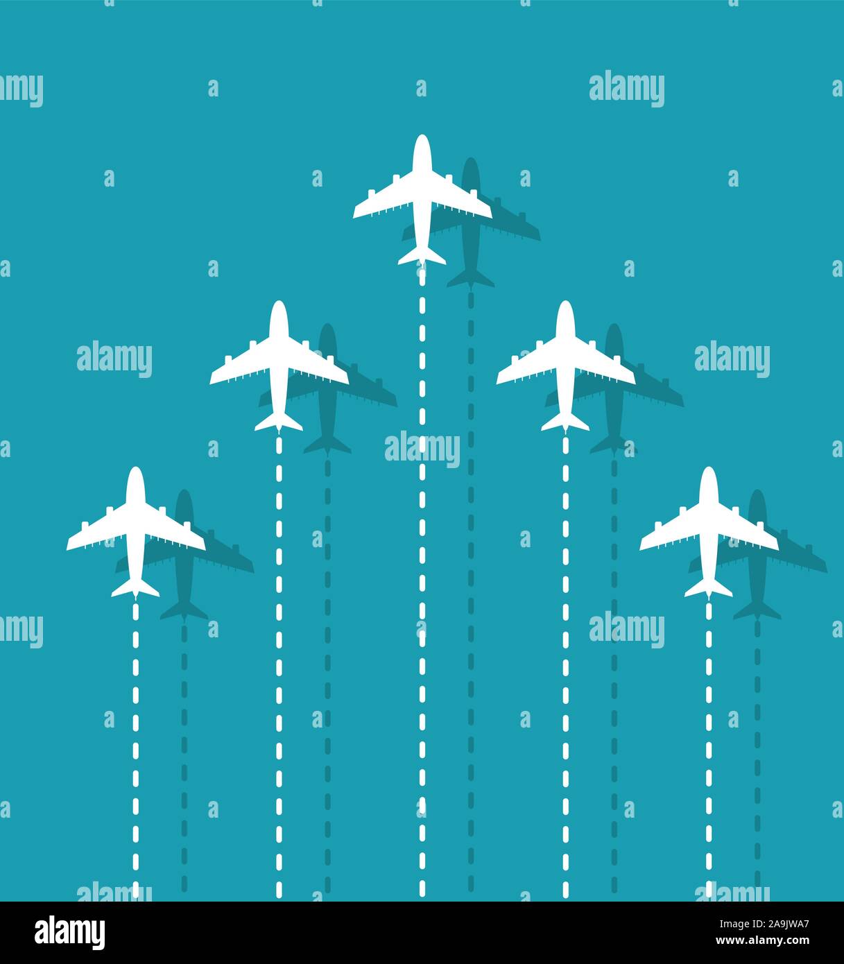 Business leadership concept with white airplanes in the sky Stock ...