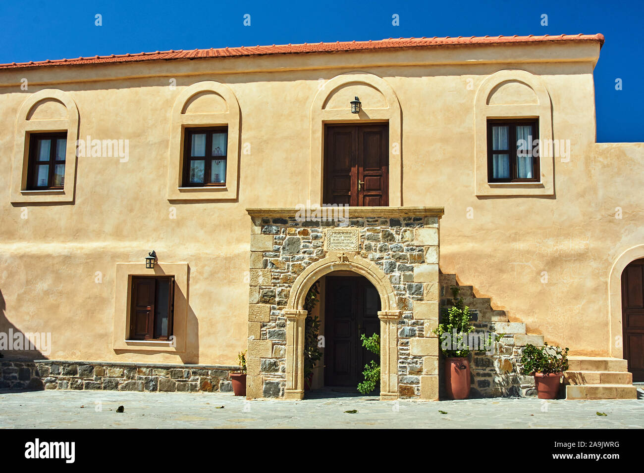 building Orthodox monastery on the island of Rhodes in Greece Stock ...