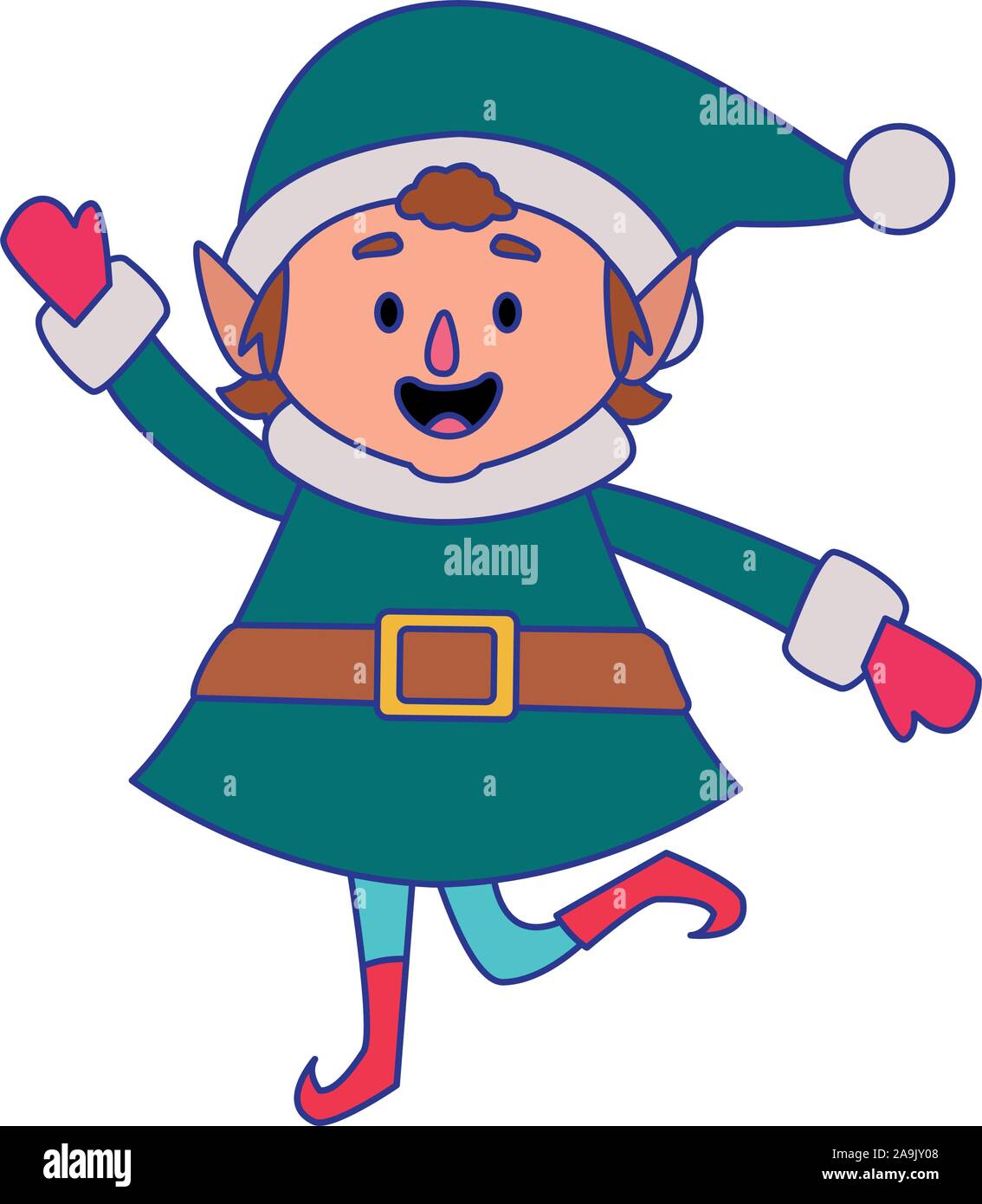 cartoon happy christmas elf Stock Vector Image & Art - Alamy
