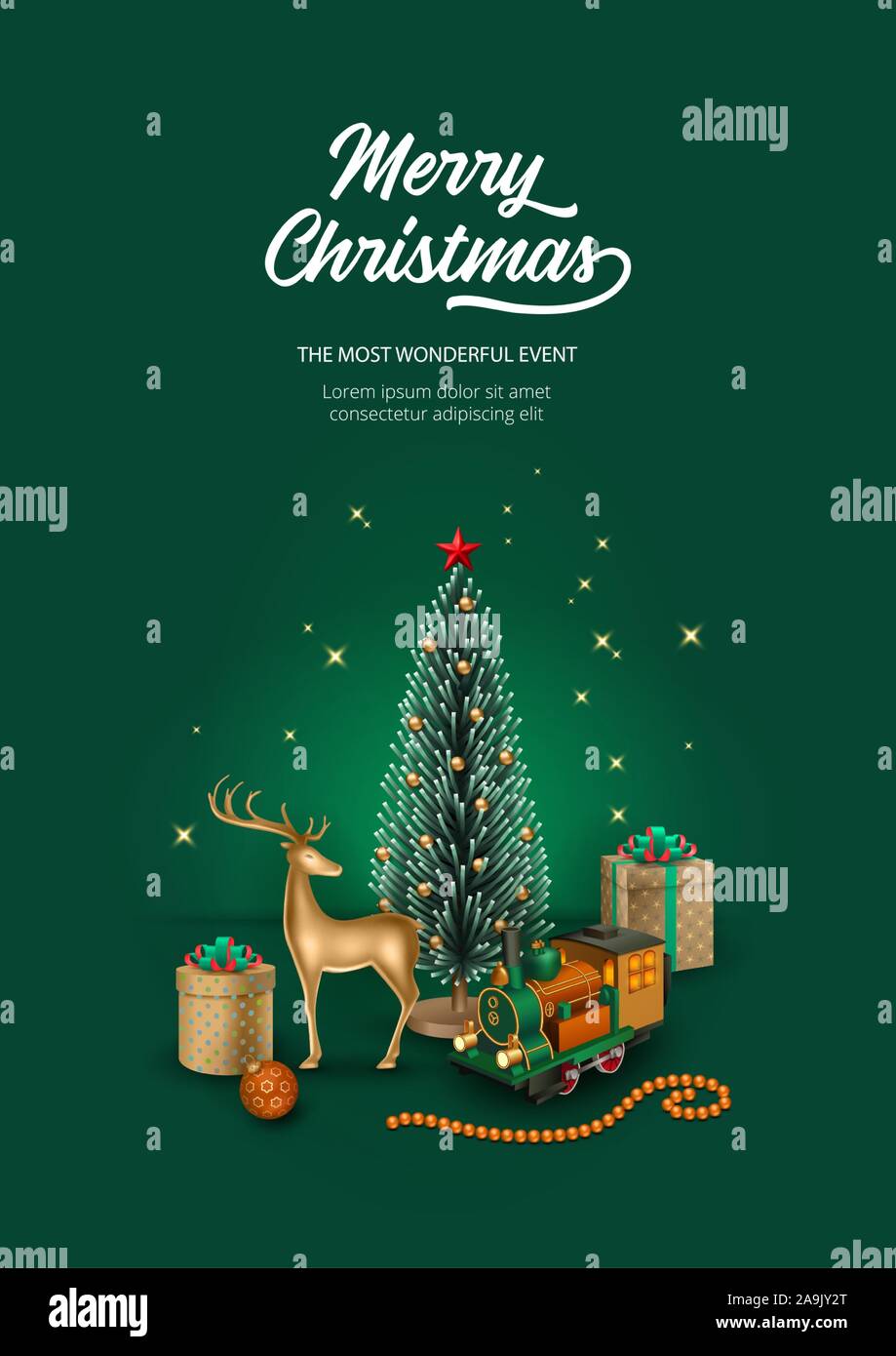 Christmas tree glitter reindeer decoration Stock Vector Images - Alamy