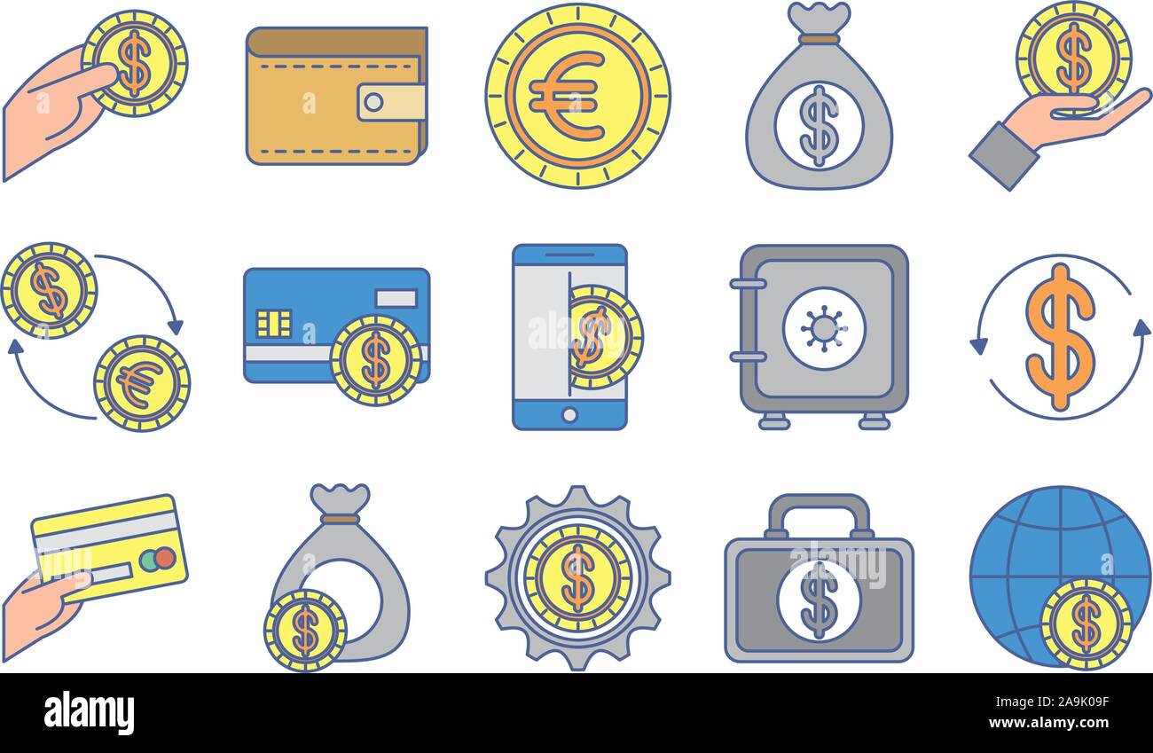 bundle of money exchange icons Stock Vector Image & Art - Alamy