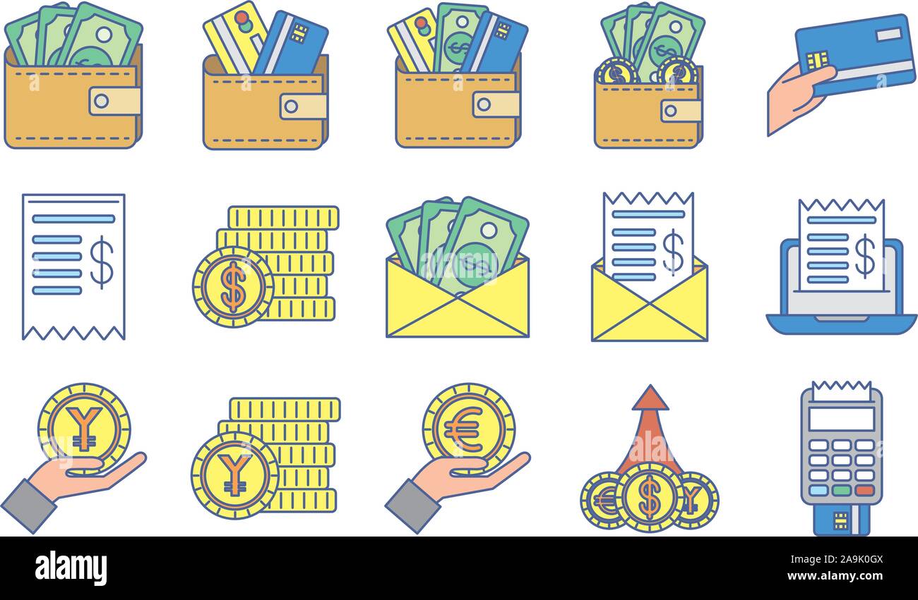 bundle of money exchange icons Stock Vector Image & Art - Alamy