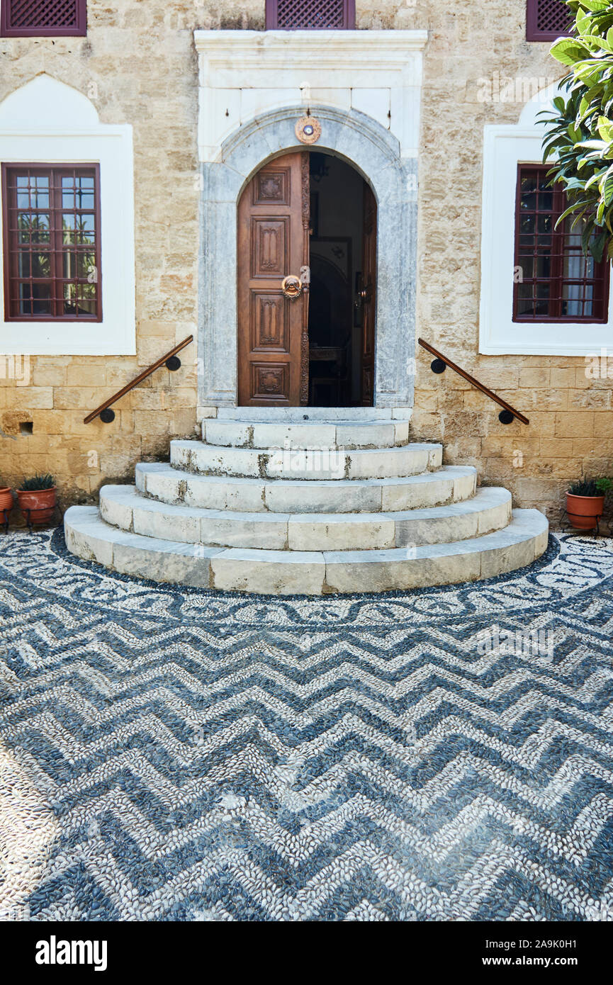 The Turkish library in a historic building in the city of Rhodes on the ...