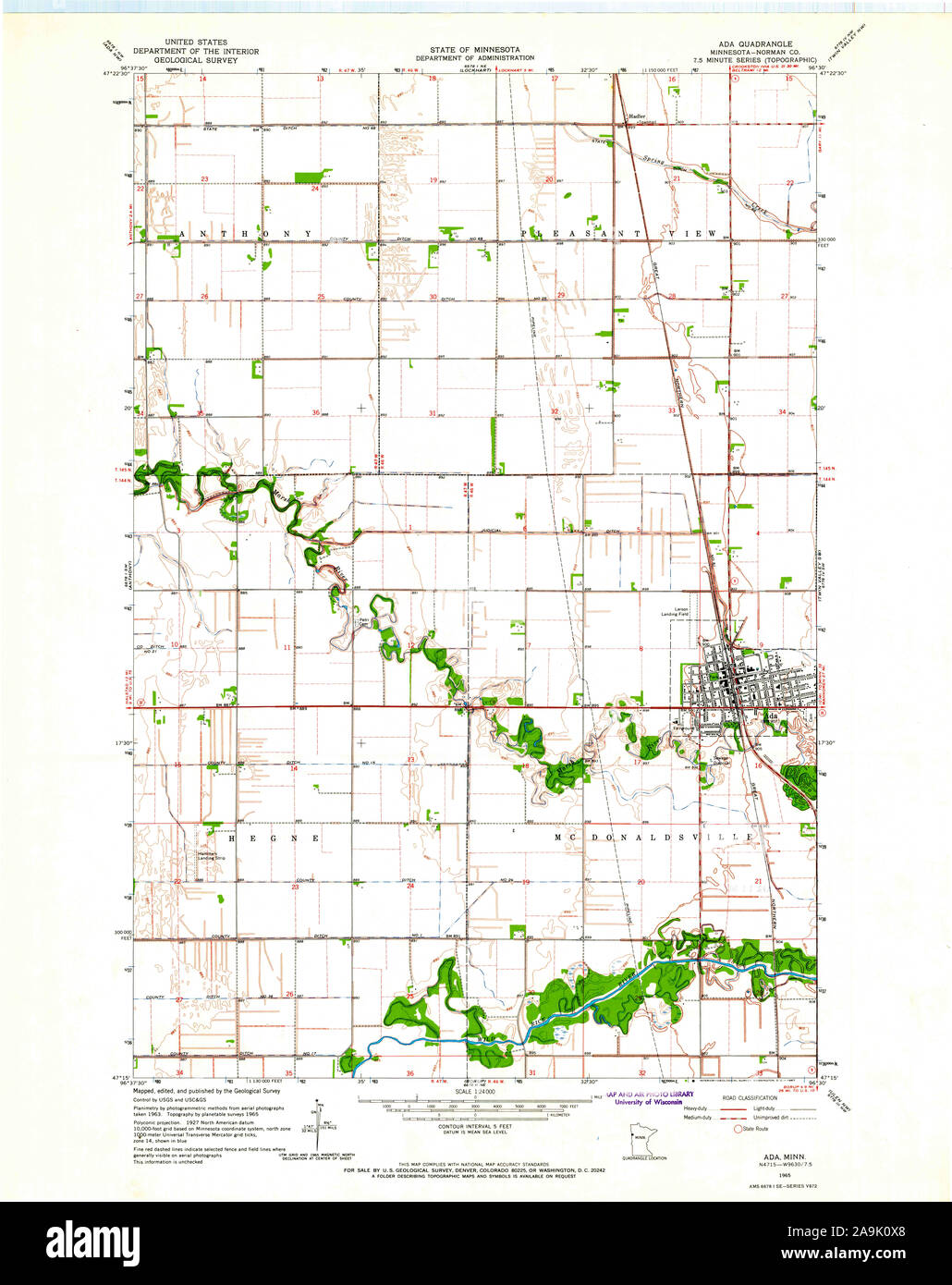 Map of ada minnesota Cut Out Stock Images & Pictures - Alamy