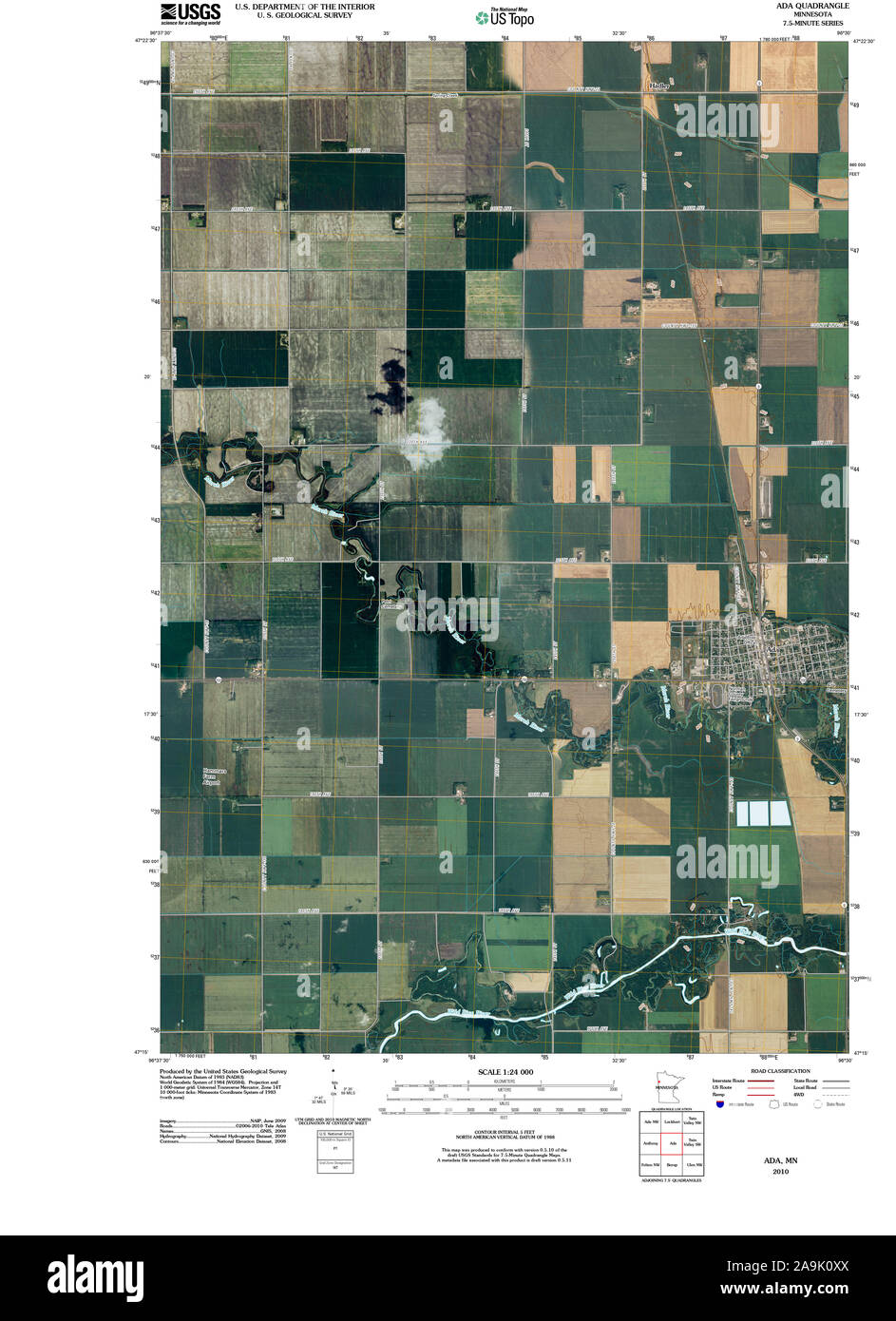 Map of ada minnesota Cut Out Stock Images & Pictures - Alamy