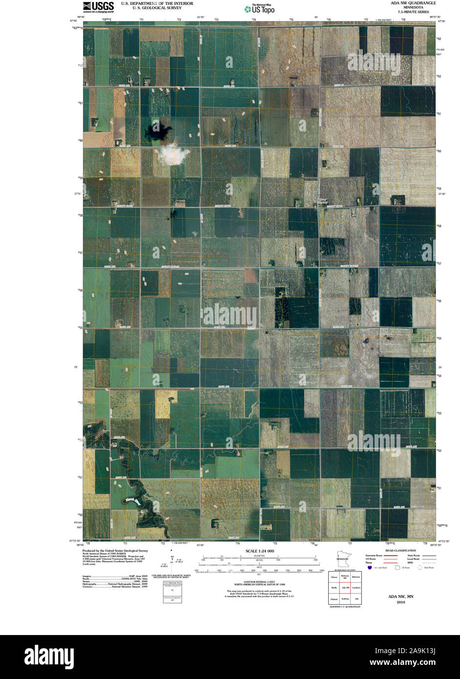 Map of ada minnesota Cut Out Stock Images & Pictures - Alamy