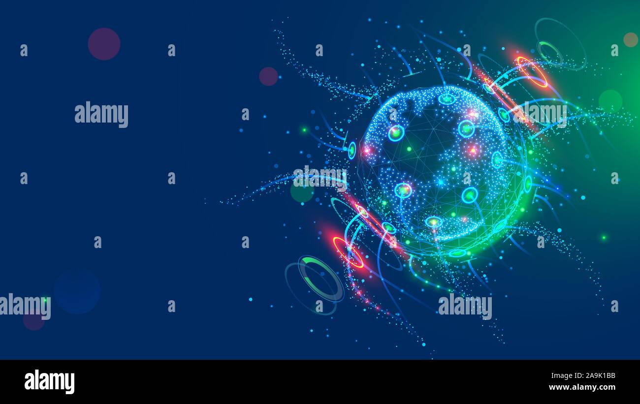 Global satellite internet technology background. Earth in space ...