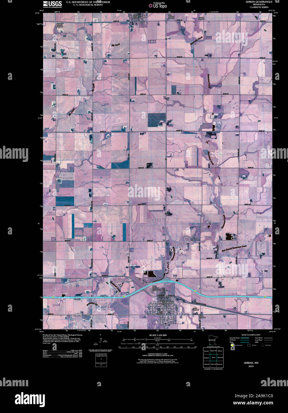 Map of adrian minnesota hi-res stock photography and images - Alamy
