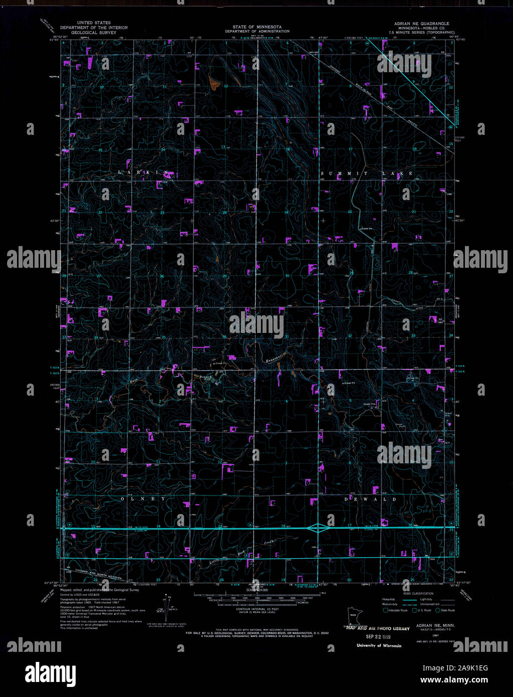 Map of adrian minnesota hi-res stock photography and images - Alamy