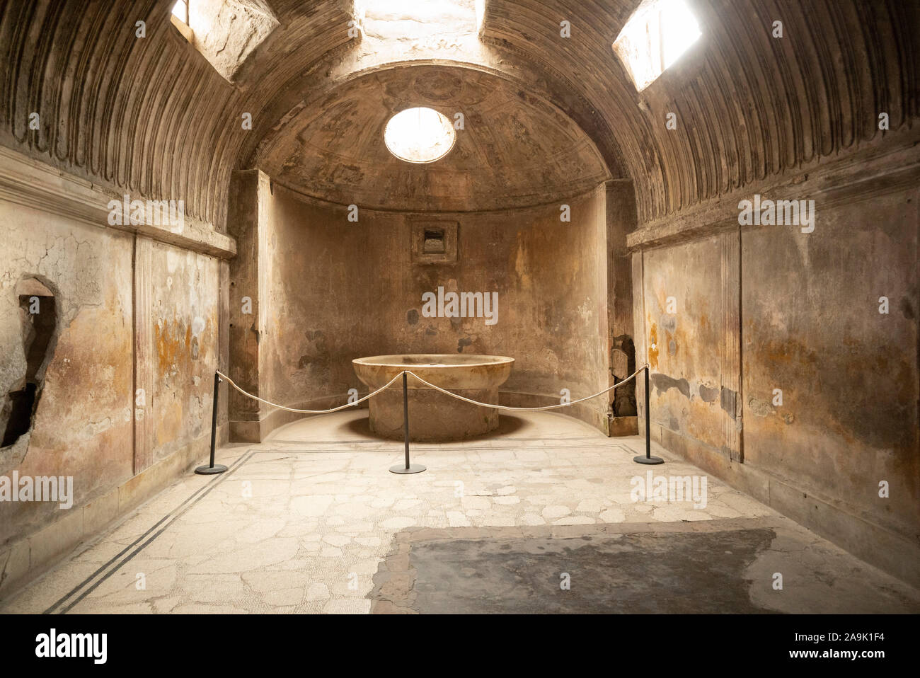 Pompei. Italy. Archaeological site of Pompeii. Calidarium of the men's ...