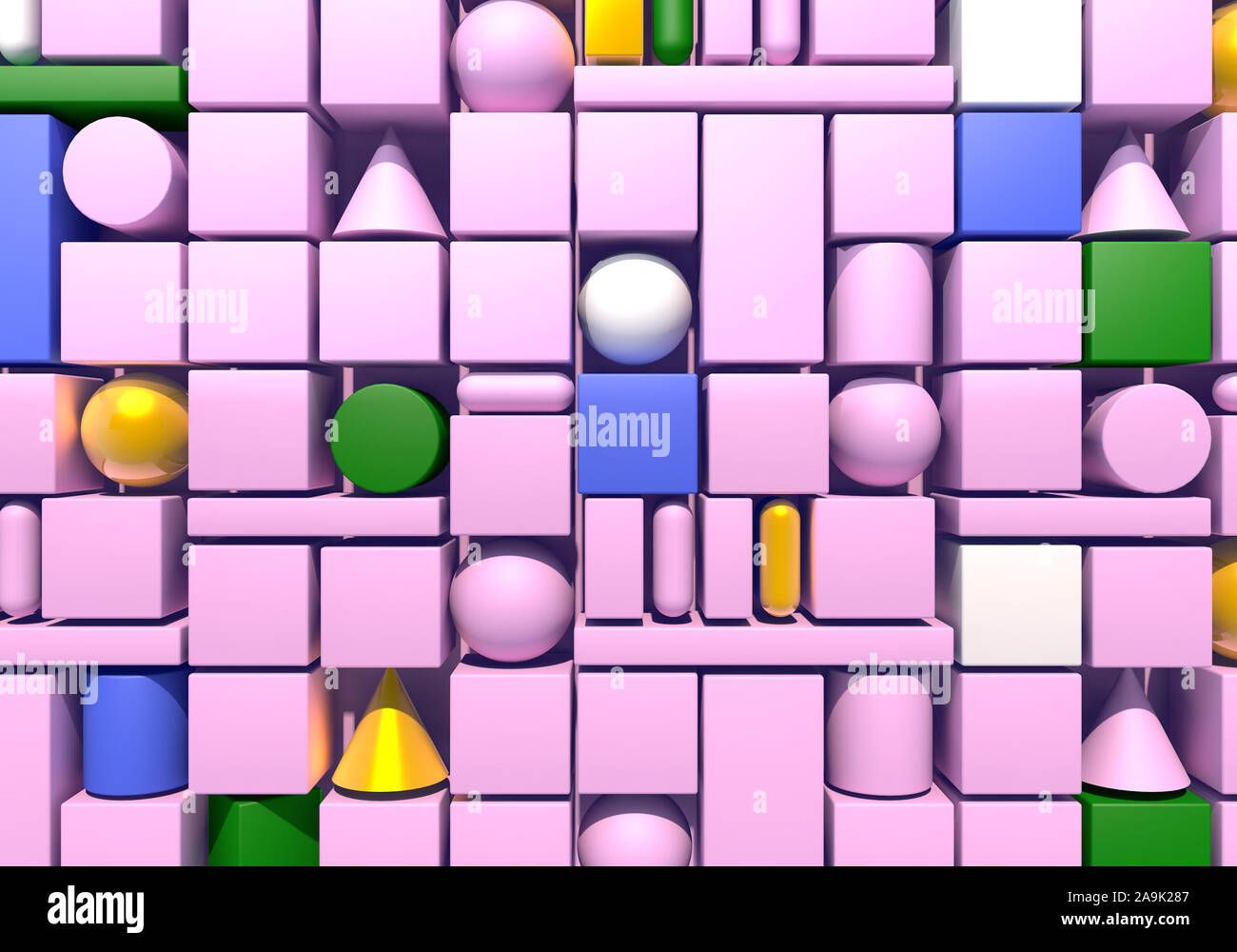 Abstract background with wall of multiple 3d shapes Stock Photo - Alamy