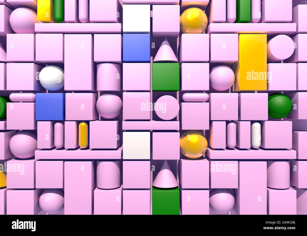 Abstract background with wall of multiple 3d shapes Stock Photo - Alamy