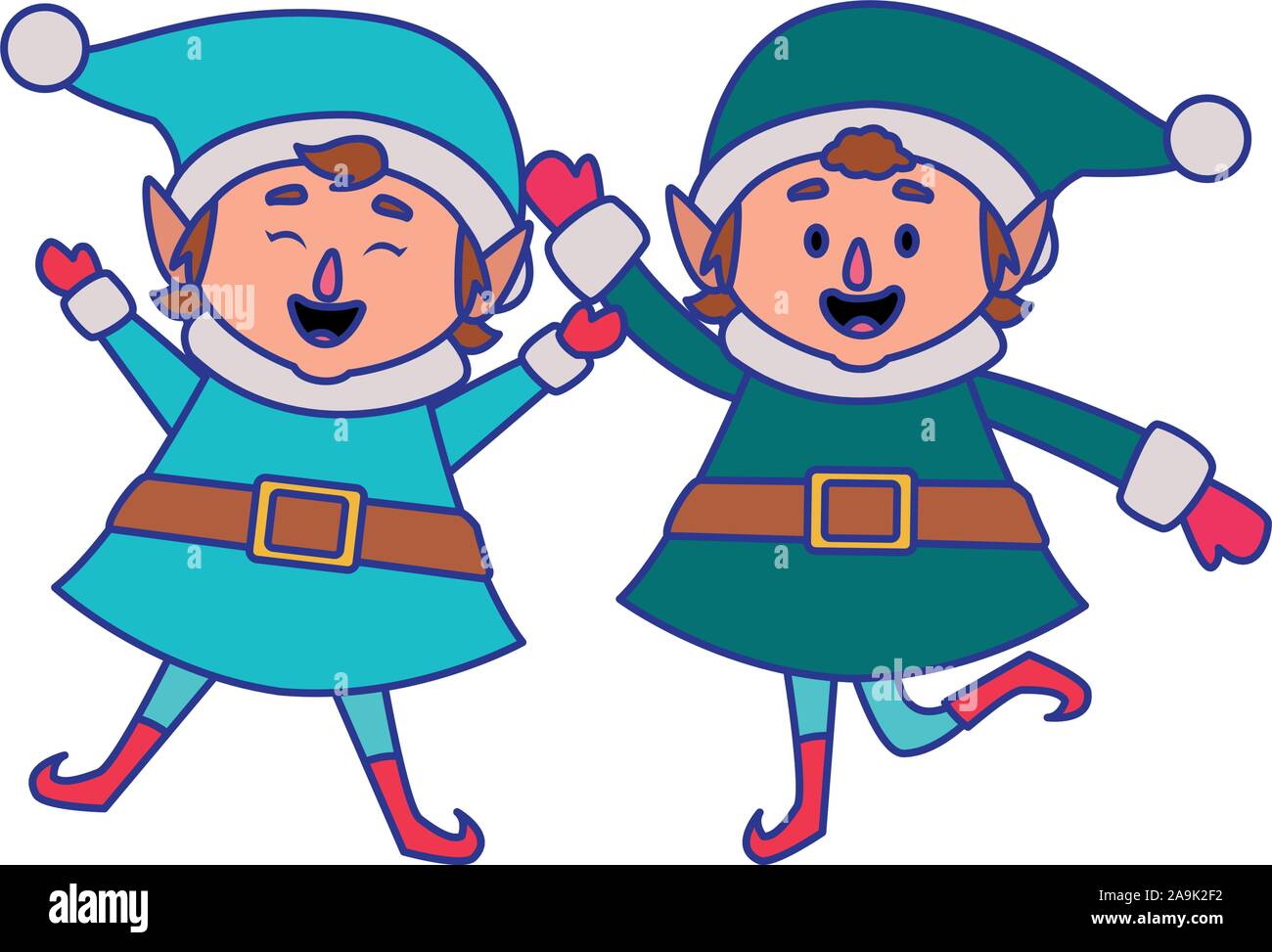 happy christmas elfs, flat design Stock Vector Image & Art - Alamy