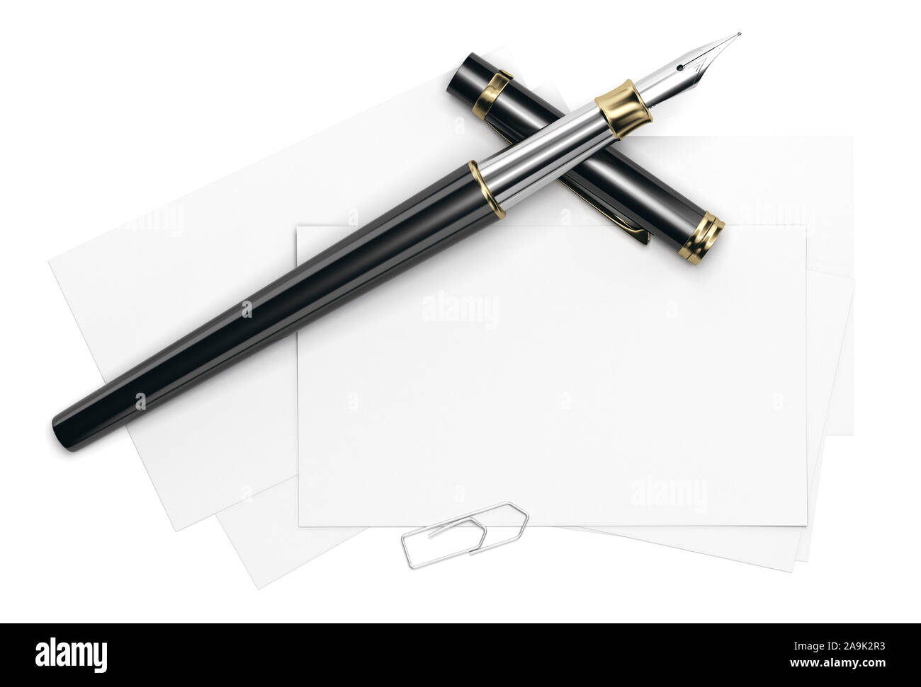 3d illustration of a blank card template over white background with ...