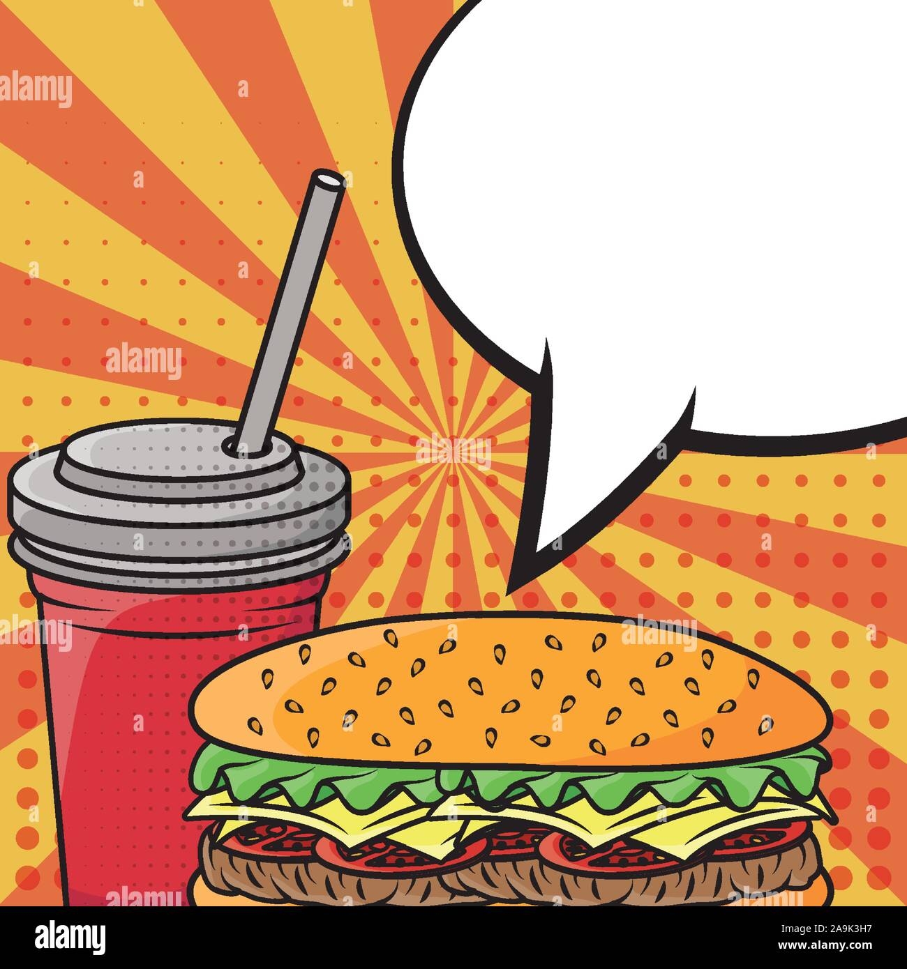 hamburger and soda fast food pop art style Stock Vector Image & Art - Alamy