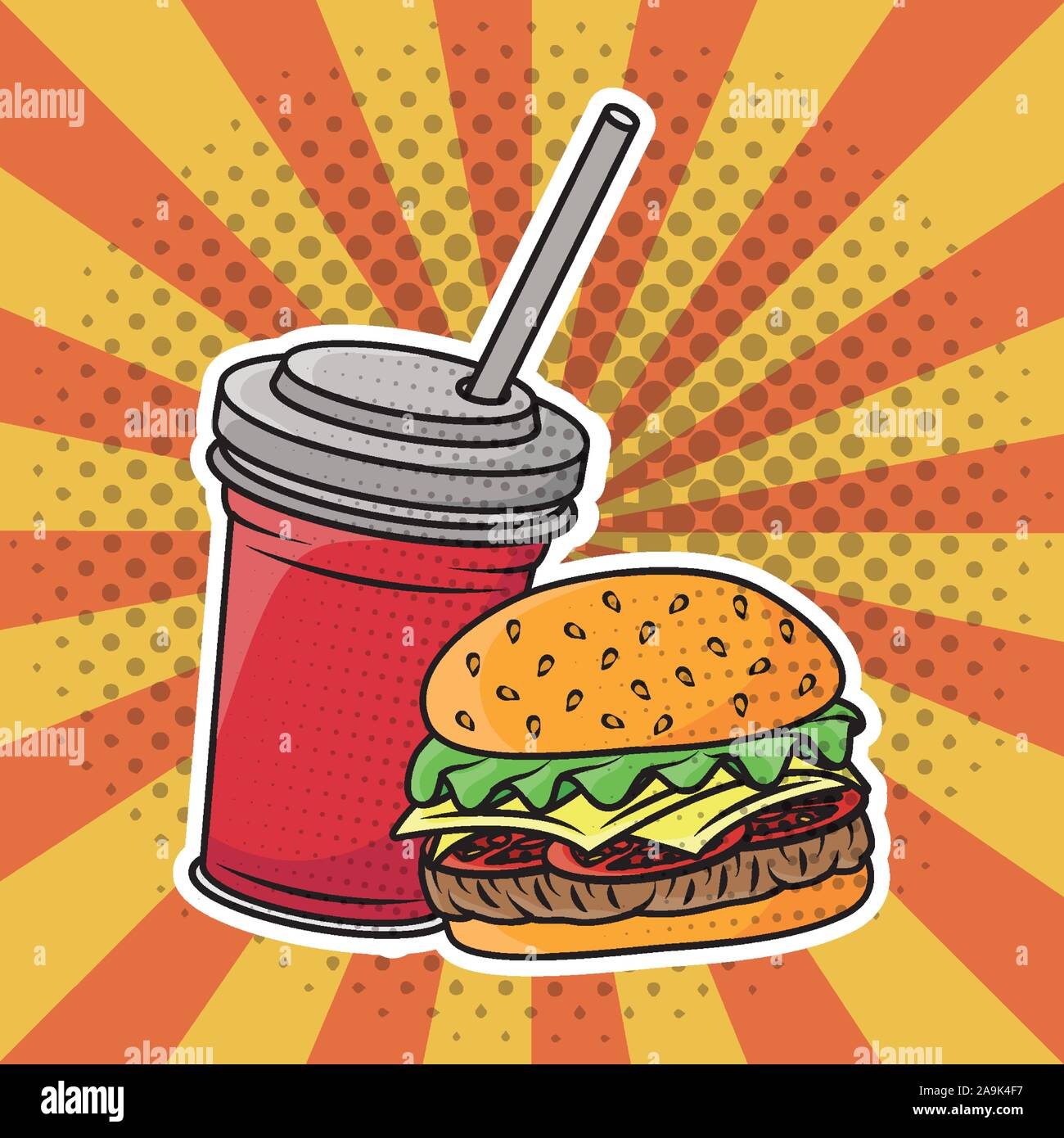 hamburger and soda fast food pop art style Stock Vector Image & Art - Alamy