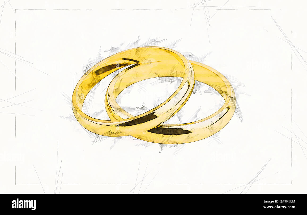Two Wedding Rings Drawing