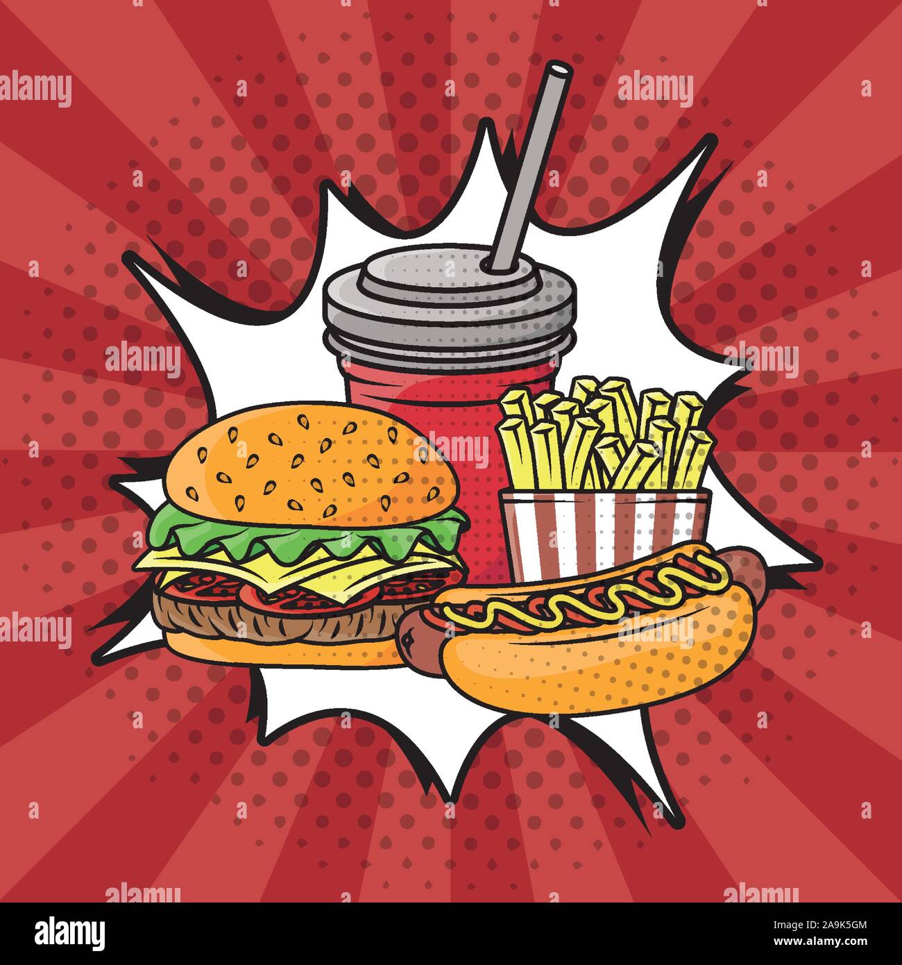 fast food pop art style Stock Vector Image & Art - Alamy