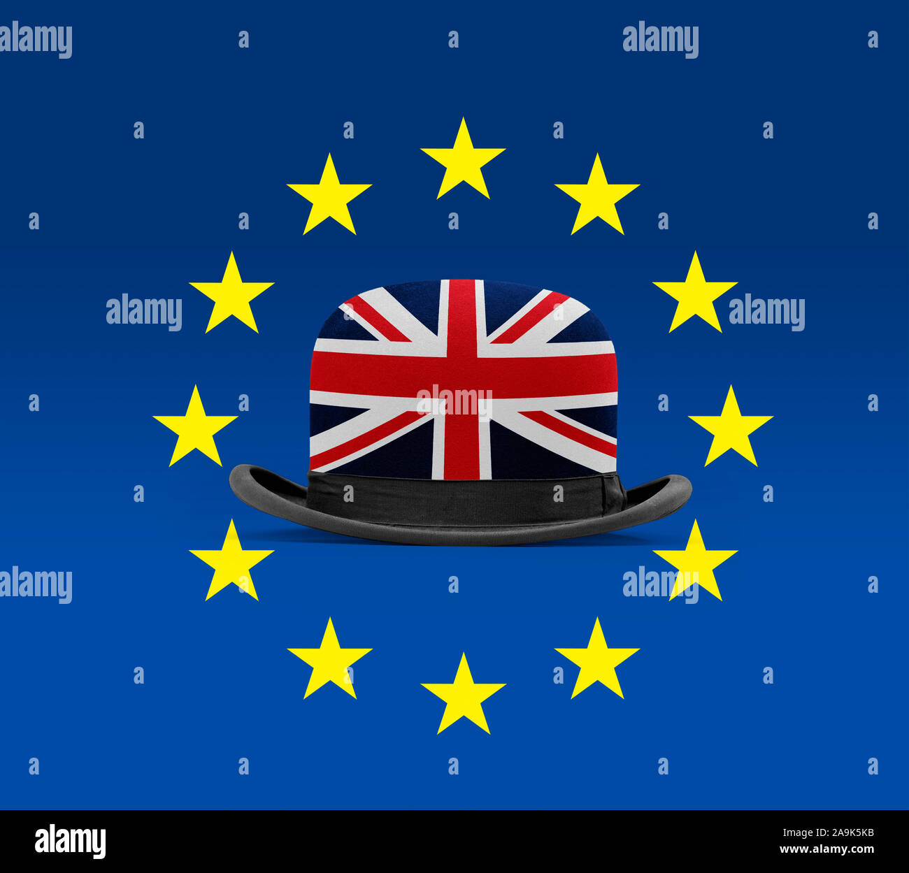 English Bowler hat with the flag of UK. Brexit concept Stock Photo - Alamy