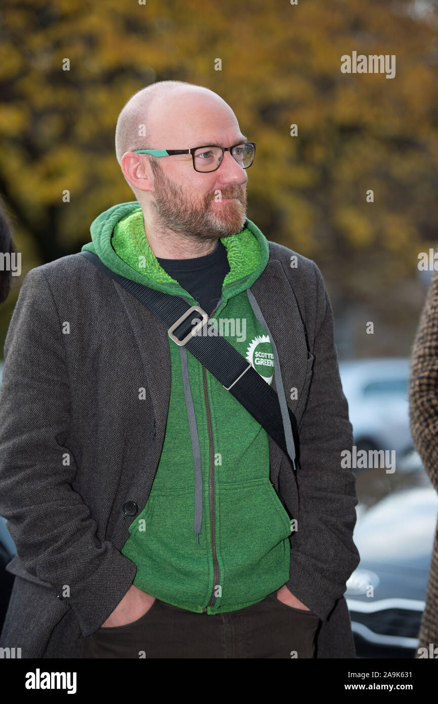Glasgow, UK. 16th Nov, 2019. Pictured: Patrick Harvie MSP - Co Leader ...