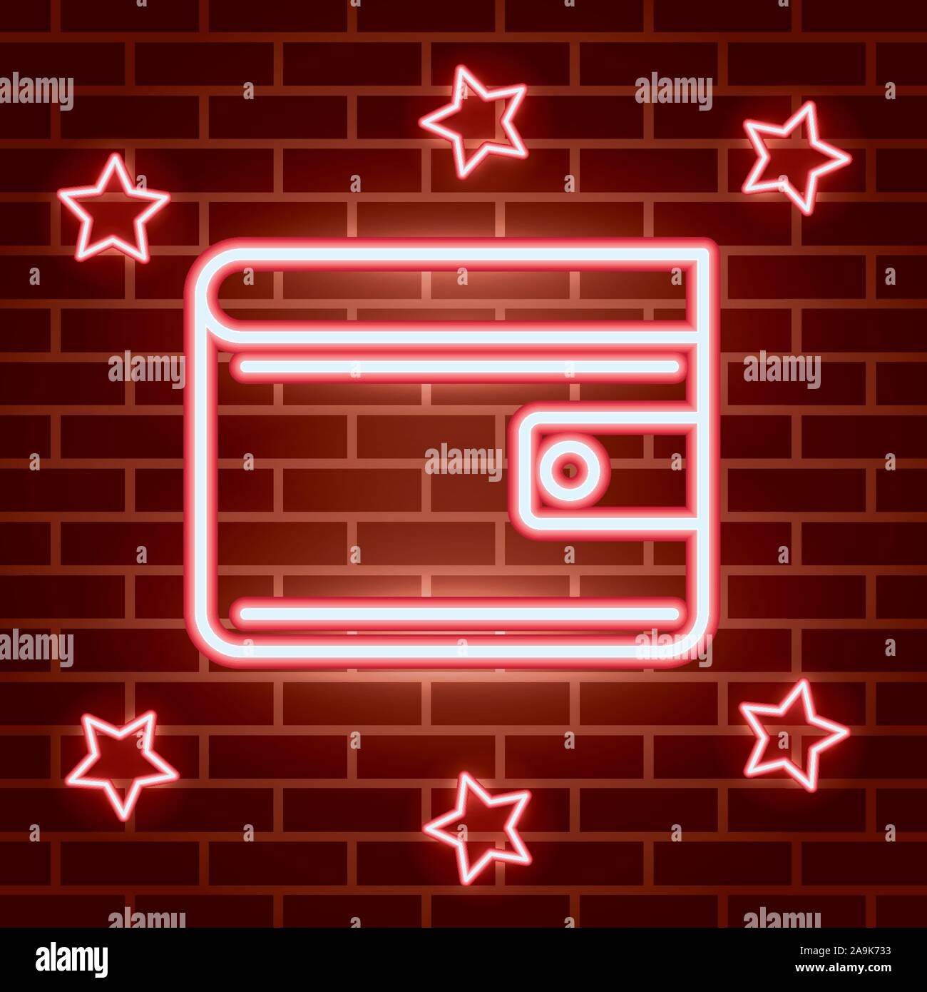 neon lights label with wallet Stock Vector Image & Art - Alamy