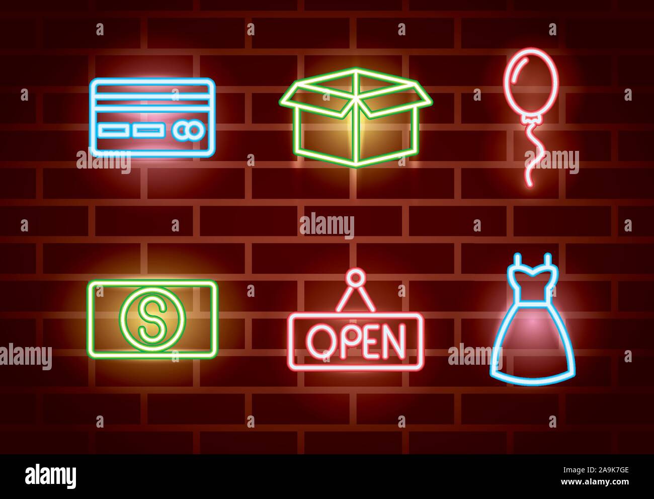 bundle of neon lights icons Stock Vector Image & Art - Alamy