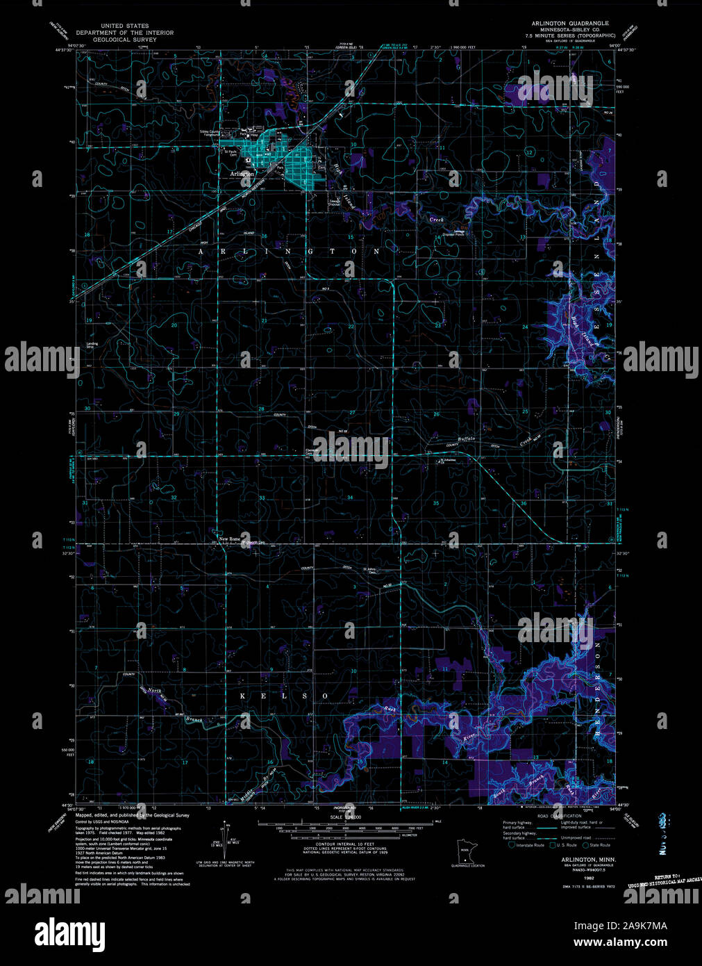 Map of arlington minnesota hi-res stock photography and images - Alamy