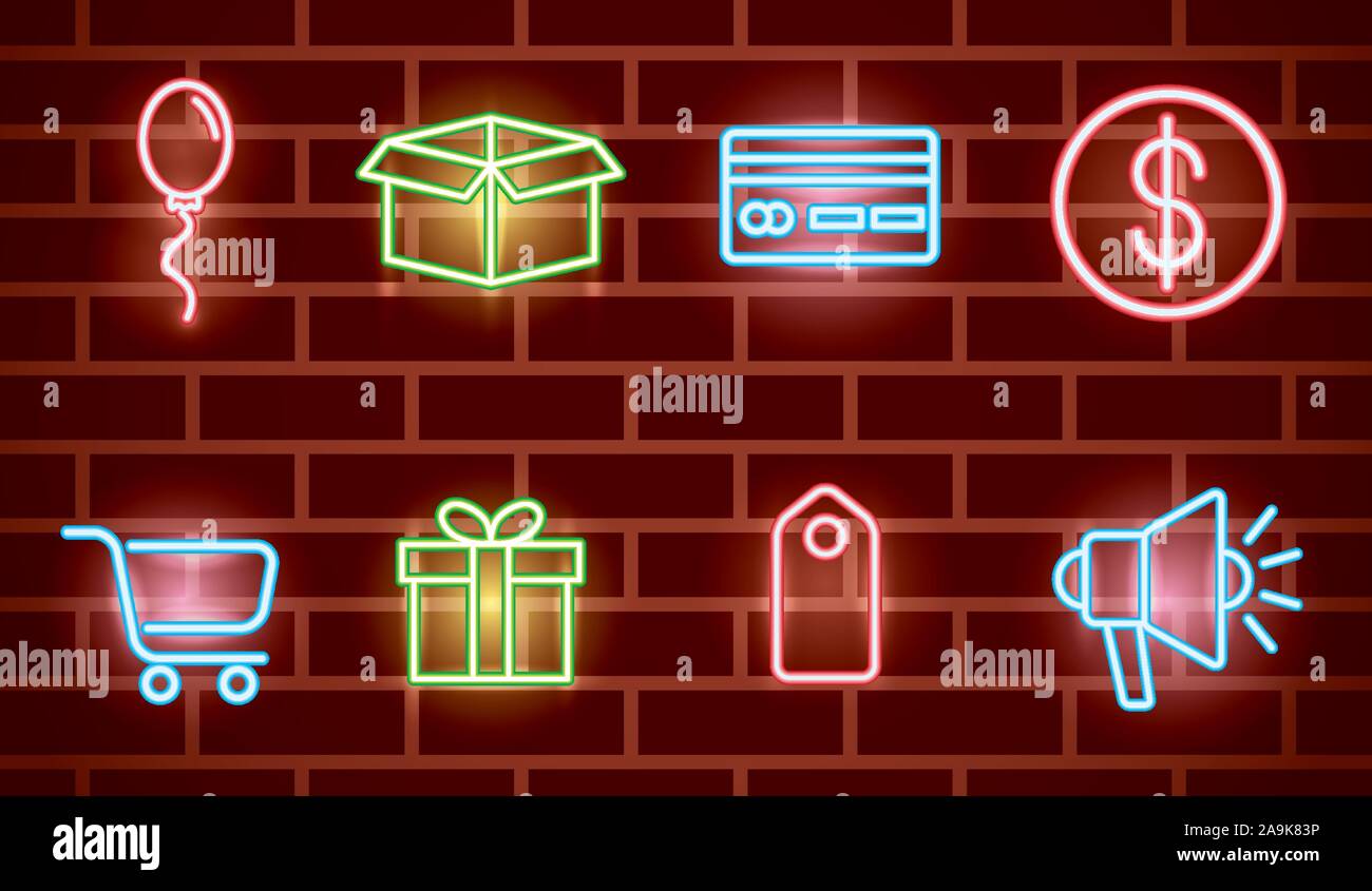 bundle of neon lights icons Stock Vector Image & Art - Alamy