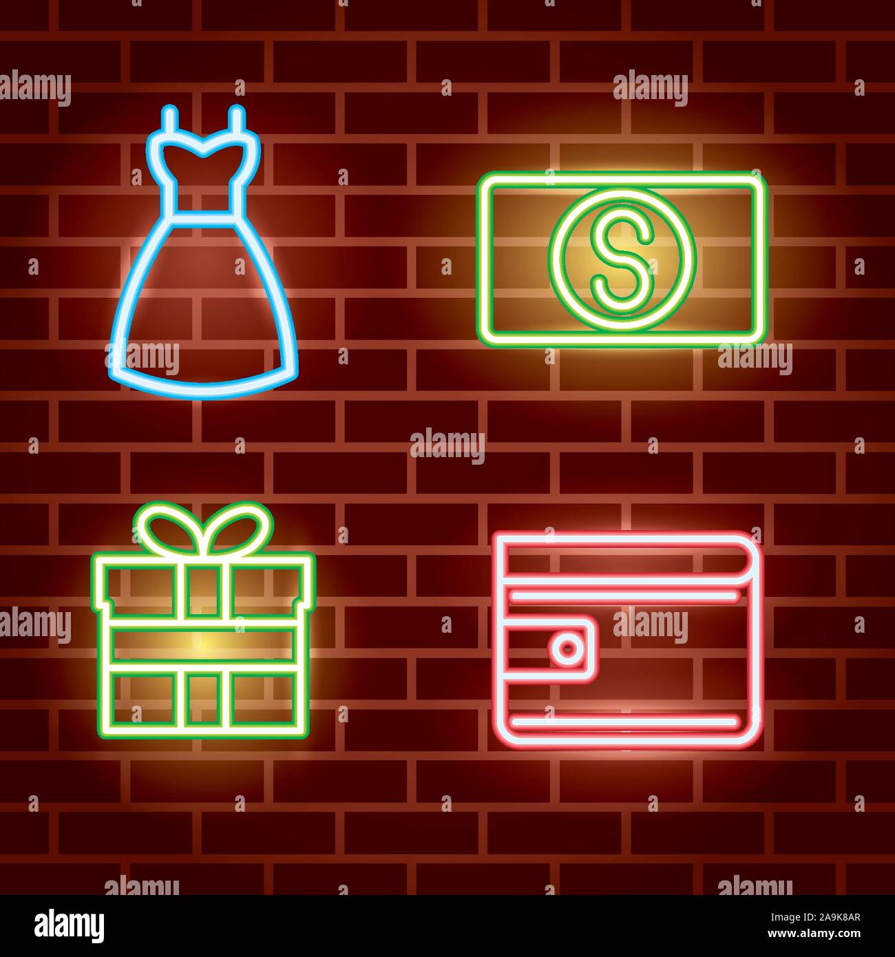 bundle of neon lights icons Stock Vector Image & Art - Alamy
