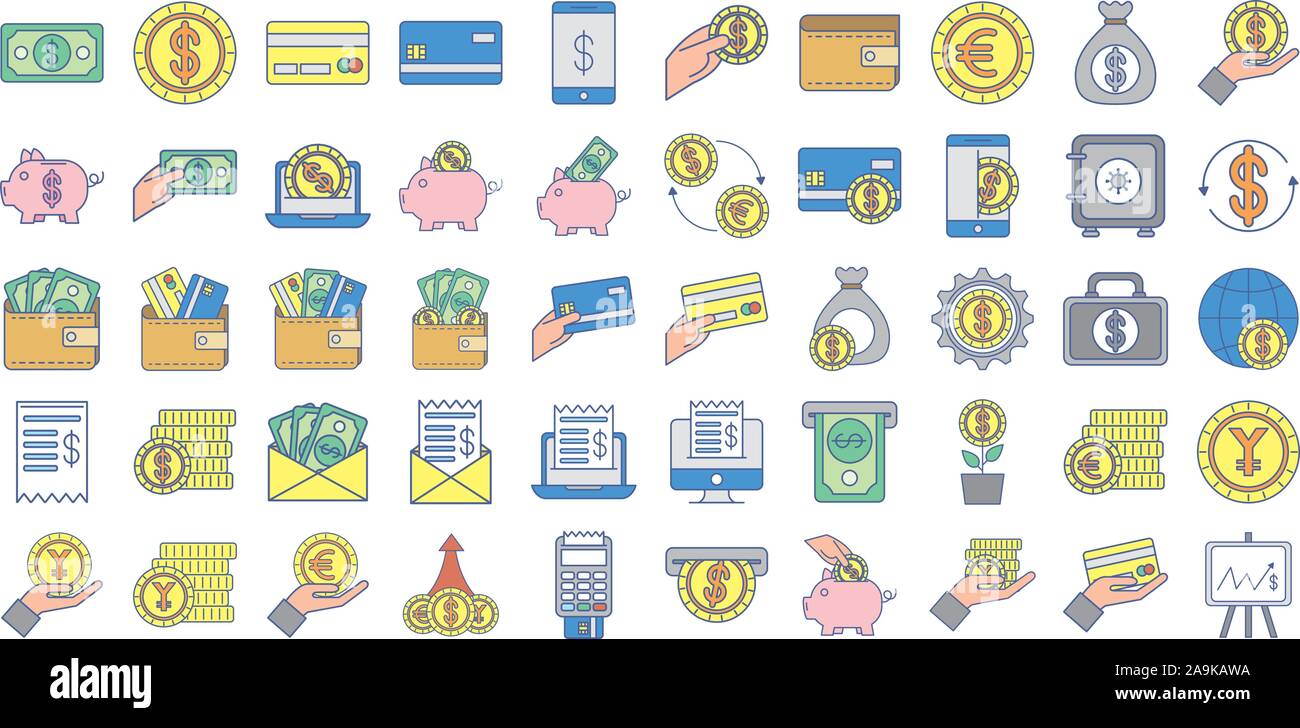 bundle of money exchange icons Stock Vector Image & Art - Alamy