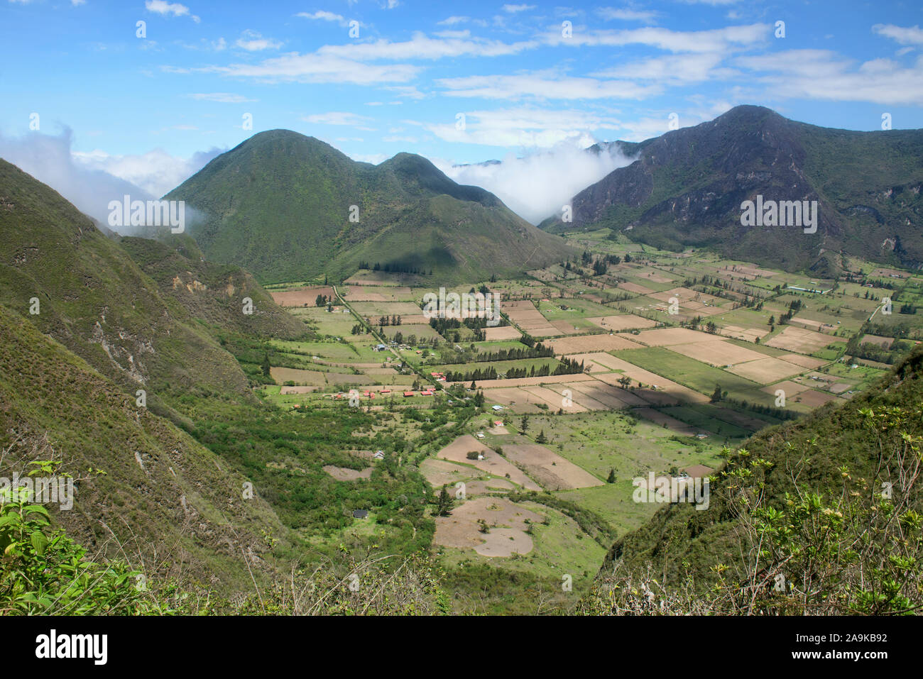 Patchwork quilt agriculture inside of the Pululahua Crater, Pululahua ...