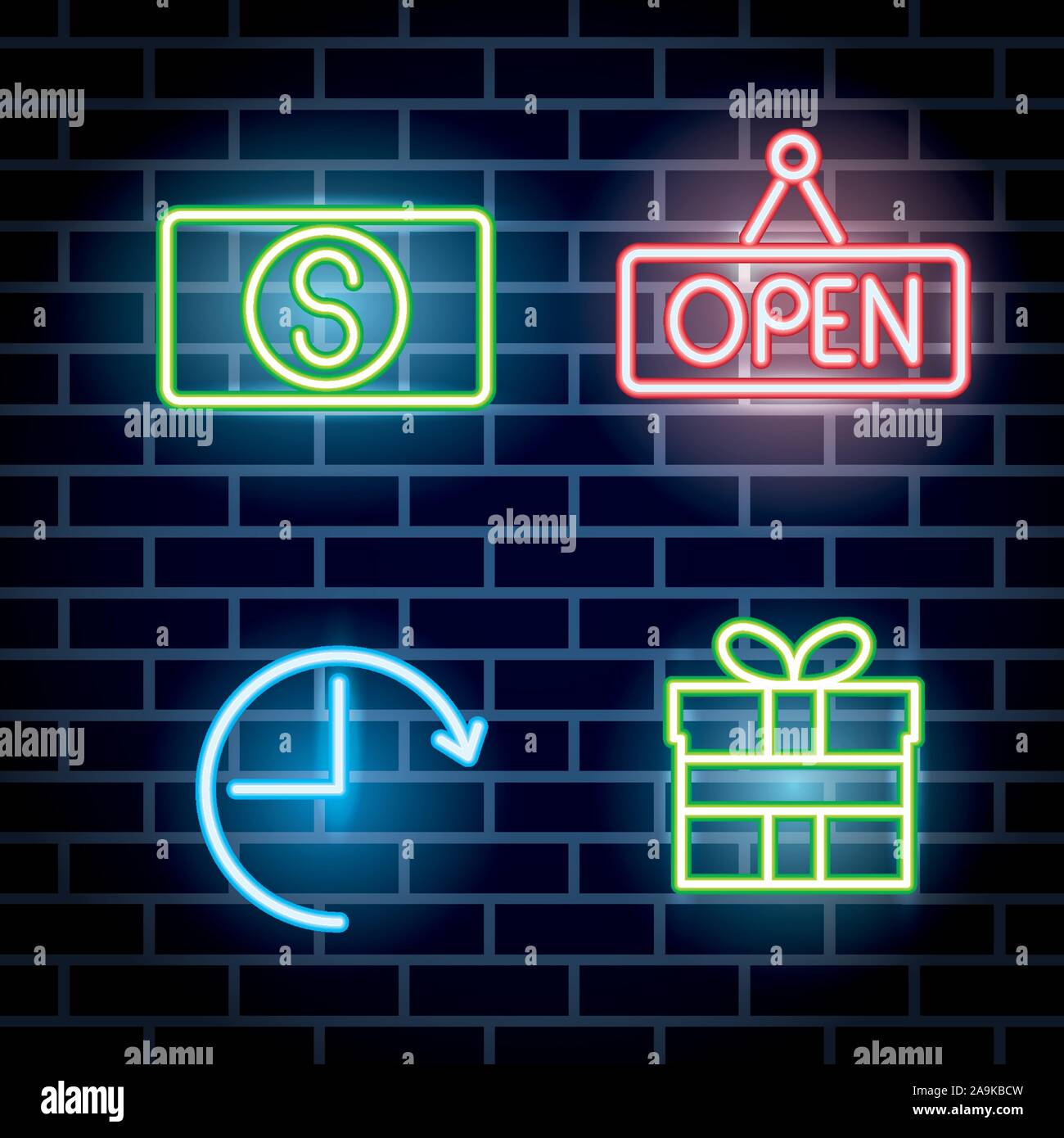 bundle of neon lights icons Stock Vector Image & Art - Alamy