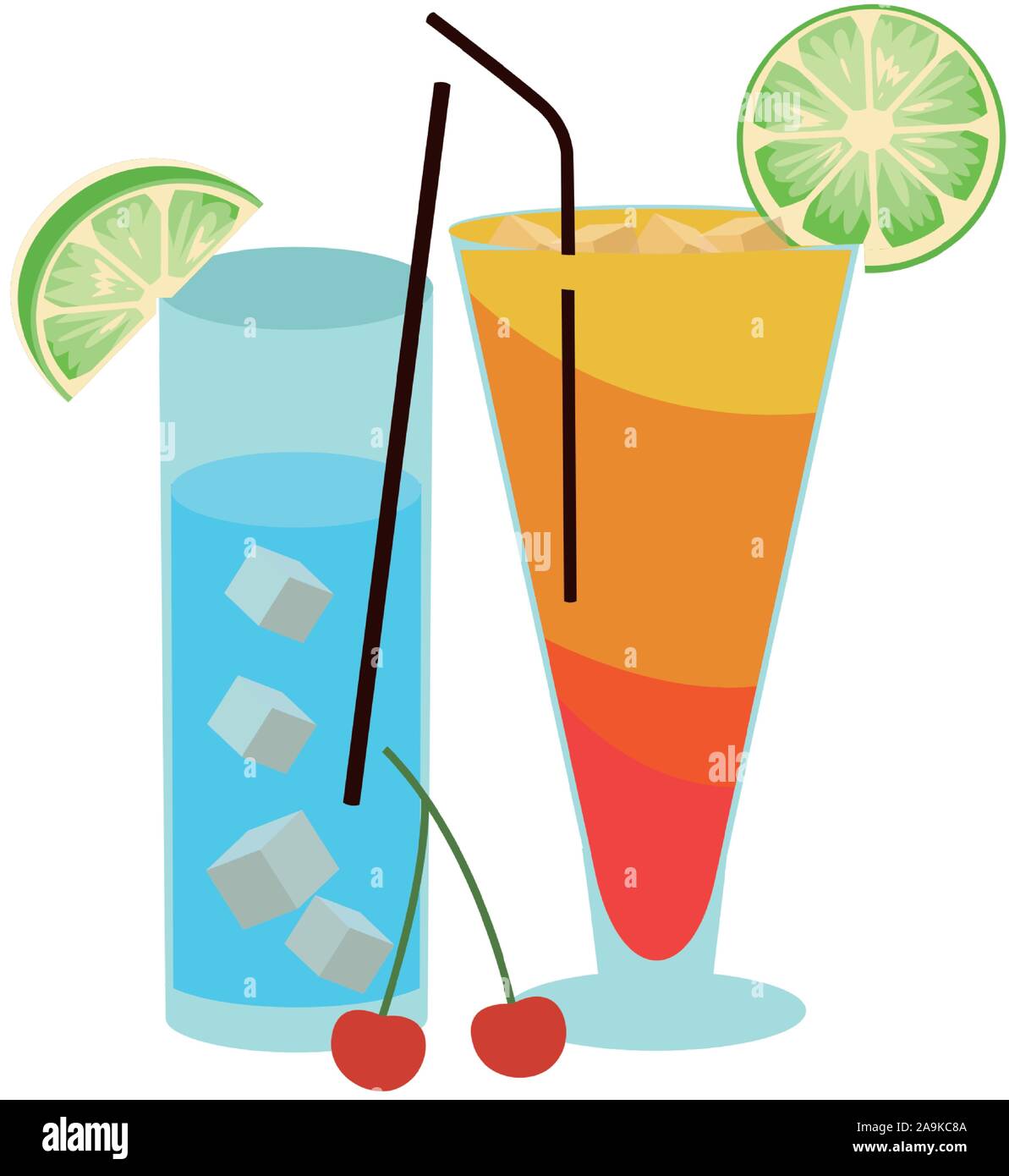 Blue cocktail drink cherry Stock Vector Images - Alamy