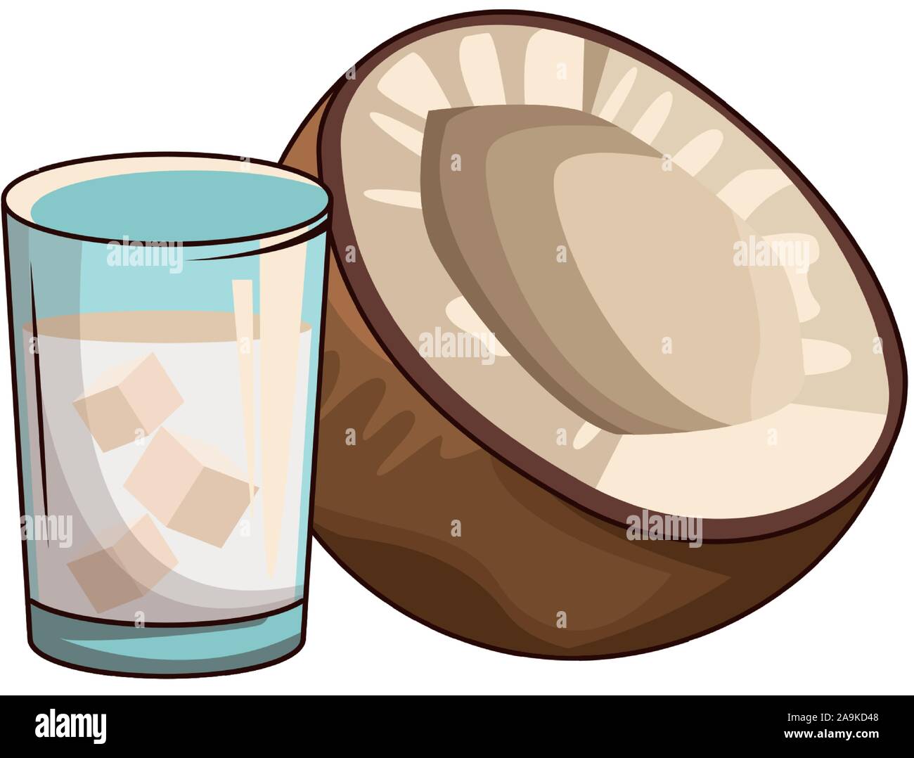 glass with coconut milk and coconut, colorful design Stock Vector Image ...